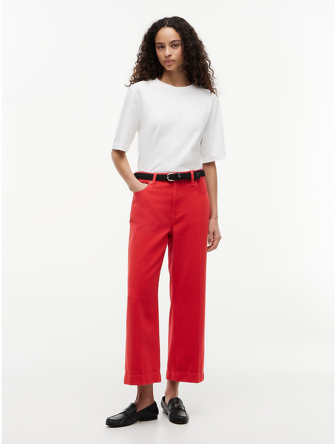 TOMMY HILFIGER High-Rise Cropped Wide-Leg Jeans